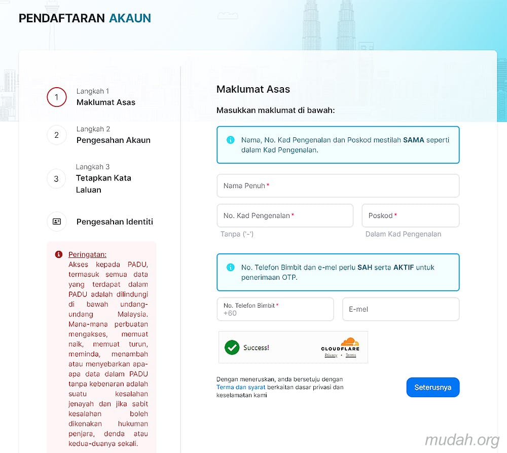 Sistem Pangkalan Data Utama Padu 2024 Panduan Pendaftaran